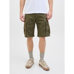 Jack & Jones Cargoshorts JACK & JONES "JPSTCOLE JJJONNIE CARGO SHORTS", Herren, Gr. S, N-Gr, gr&uuml;n (olive night), Web, Obermaterial: 98% Baumwolle, 2% Elasthan, unifarben, loose fit, Hosen Cargoshorts