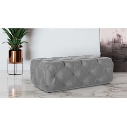 Polsterhocker Home Affaire "FOLLINA", grau, B:130cm H:39cm T:65cm, 100% Polyester, Hocker, Polsterhocker, Polsterhocker mit klassischer Chesterfield-Knopfheftung