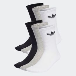 Sportsocken adidas originals "TREFOIL CUSHION CREW, 6 PAAR", Herren, Gr. M (40/42), schwarz-wei&szlig; (schwarz, wei&szlig;, medium grau heather), Obermaterial: 65% Baumwolle, 31% Polyester, 3% Elasthan, 1% sonstige Fasern, Socken Sportsocken, f&uuml;r Laufen, 6er-Pack, mit Trefoil Logo, wadenlang