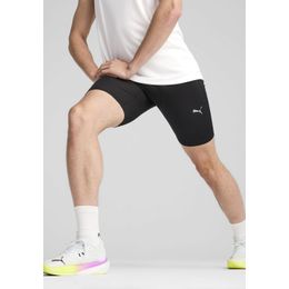 Trainingsshorts Puma "M RUN FOUNDATION 8 TIGHT SHORT", Damen, Gr. L, N-Gr, Puma schwarz, Interlock, Obermaterial: 85% Polyester, 15% Elasthan, unifarben, schmal kniefrei, Hosen Trainingsshorts, mit dryCELL Technologie, atmungsaktiv, schmale Passform