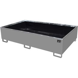 eurokraft pro Regal-Bodenwanne mit PE-Einsatz, 1000 l Auffangvolumen, LxBxH 2165 x 1315 x 510 mm, grau, ab 3 Stk
