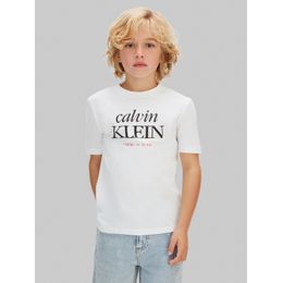 T-Shirt Calvin Klein Jeans "LOGO T-SHIRT", M&auml;dchen, Gr. 16 (176), wei&szlig;, Single Jersey, Obermaterial: 100% Baumwolle, unifarben, regular fit normal, Rundhals, eingesetzt abgesteppte Kante, Shirts T-Shirt, Regular fit f&uuml;r Kinder, mit Logoschriftzug