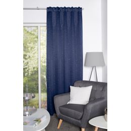 Vorhang Home Wohnideen "CIELO" Gr. 2, blau (dunkelblau), B:135cm H:245cm, Polyester, Gardinen, Vorhang, Kombibandschal CIELO mit Glitzerdruck