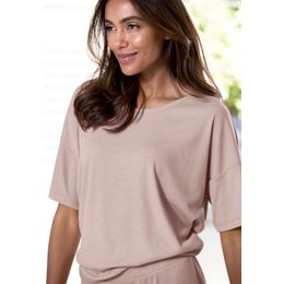 T-Shirt Vivance Dreams, Damen, Gr. 32/34, rosa (altrosa), Rippstrick, Obermaterial: 63% Polyester, 33% Viskose, 4% Elasthan, unifarben, Basic, loose fit normal, Rundhals, weit abgesteppt, Shirts T-Shirt, in weicher Rippqualit&auml;t
