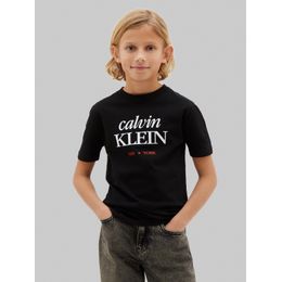 T-Shirt Calvin Klein Jeans "LOGO T-SHIRT", M&auml;dchen, Gr. 14 (164), schwarz, Single Jersey, Obermaterial: 100% Baumwolle, unifarben, regular fit normal, Rundhals, eingesetzt abgesteppte Kante, Shirts T-Shirt, Regular fit f&uuml;r Kinder, mit Logoschriftzug