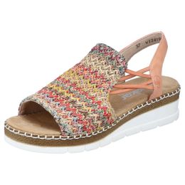 Rieker Damen Sandale, Gr. 41, bunt, Bast, Nubuklederimitat, Flechtoptik, Schuhe, Sommerschuh, Sandalette, Keilabsatz, in modischer Optik