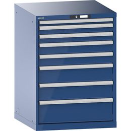LISTA Schubladenschrank, mit Akkuladefunktion, BxTxH 717 x 725 x 1000 mm, 8 Schubladen, 2 x 230V, enzianblau