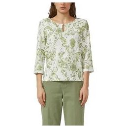 3/4-Arm-Shirt s.Oliver, Damen, Gr. 36, wei&szlig; gr&uuml;n, Web, Obermaterial: 99% Polyester, 1% Elasthan, bedruckt, gemustert, l&auml;ssig geschnitten h&uuml;ftbedeckend, Rundhals, Shirts 3/4-Arm-Shirt, mit floralem Allover-Print - Sommershirt Rundhals