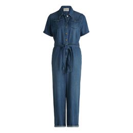 Jumpsuit Cartoon "Jumpsuit mit Bindeg&uuml;rtel", Damen, Gr. 42, EURO, blau, Obermaterial: 50% Baumwolle CO. 40% Lyocell CLY. 10% Modal CMD., Overalls Jumpsuit