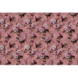 Livingwalls Fototapete LIVING WALLS "Walls by Patel Wild Roses 4", rosa (rot), B:4m L:2,7m, Vlies, Tapeten, Vlies, Wand, Schr&auml;ge