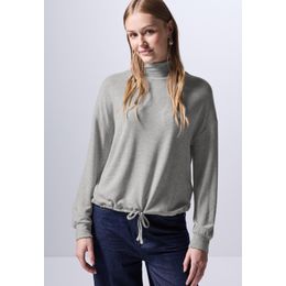 Damen Langarmshirt, grau, Gr. 40, STREET ONE STUDIO, unifarben, Stoff, 80% Viskose, 15% Polyester, 5% Elasthan, Shirts, aus softem Materialmix