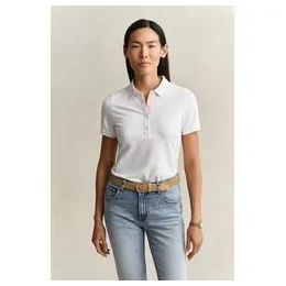 Poloshirt Gant "SLIM CONTRAST COLOR", Damen, Gr. M, wei&szlig;, Single Jersey, Obermaterial: 97% Baumwolle, 3% Elasthan, unifarben, slim fit normal, Rundhals, eingesetzt gerader Abschluss, Shirts, Slim fit mit Polokragen