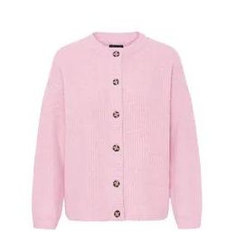 Strickjacke oxmo "Strickjacke OXBMMOLARA CARDIGAN", Damen, Gr. S, pink (parfait pink melange), Obermaterial: 93% Polyester PES. 5% Wolle mw. 2% Elasthan EL., Strickjacken Strickjacke