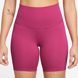 Trainingstights Nike "YOGA WOMEN'S HIGH-WAISTED SHORTS", Damen, Gr. XS, N-Gr, rot (fireberry, iron grau), Obermaterial: 80% Polyester, 20% Elasthan, Hosen Trainingstights