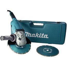 Winkelschleifer Makita "GA9020RFK3", blau (wei&szlig;, neutral), B:25cm H:14cm L:47,3cm, Schleifmaschinen, Winkelschleifer, 2.200W, 230mm, 6.600 min-1, inkl. Aufbewahrungskoffer