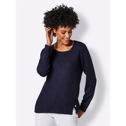 Damen Strickpullover "Lyocell-Baumwoll-Pullover", blau, Gr. 40, CREATION L PREMIUM, unifarben, 70% Lyocell, 30% Baumwolle, Pullover
