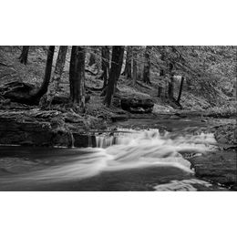 Fototapete papermoon "Wasserfall Schwarz & Wei&szlig;", bunt, B:3,5m L:2,6m, Vlies, Tapeten
