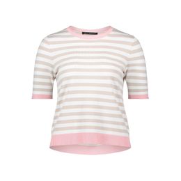 Rundhalspullover Betty Barclay "Basic-Pullover kurzarm", Damen, Gr. 48, bunt (patch beige, ros&eacute;), Obermaterial: 80% Viskose CV. 20% Polyamid PA., Pullover Rundhalspullover