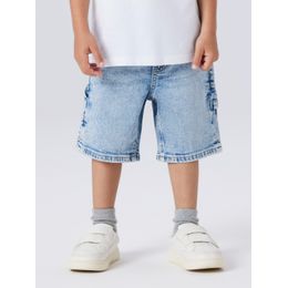 Jeansshorts name it "NMMBEN LOOSE DNM BERMUDA 8620-BC NOOS", M&auml;dchen, Gr. 116, N-Gr, light blau denim, Denim/Jeans, Obermaterial: 99% Baumwolle, 1% Elasthan, unifarben, knielang, Jeans Jeansshorts, Baumwollmischung, Denim, Used Look