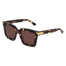 Bottega Veneta BV1005S | Unisex-Sonnenbrille | Fassung: Vollrand, Eckig, Acetat, Havanna Gl&auml;nzend | Glasfarbe: Braun