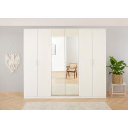 Dreht&uuml;renschrank Rauch "Kleiderschrank Schrank Garderobe Ankleide KOLUNA mit Dekor-Front", wei&szlig; (alpinwei&szlig;), B:271cm H:229cm T:54cm, Holzwerkstoff, Schr&auml;nke, Dreht&uuml;renschrank, mit Spiegel, inkl. 2 Innenschubladen sowie extra B&ouml;den MADE IN GERMANY