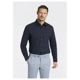 Businesshemd BOSS "Hank", Herren, Gr. 42, N-Gr, dunkelblau404, Popeline, Obermaterial: 96% Baumwolle, 4% Elasthan, unifarben, slim fit normal, Rundhals, 2-Knopf-Manschette mit Schlitz, Hemden, Kentkragen, Slim-Fit, b&uuml;gelleichte Qualit&auml;t