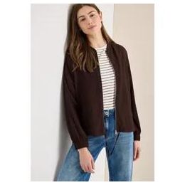 Langarmbluse Cecil, Damen, Gr. M (40), macchiato braun, Web, Obermaterial: 60% Viskose, 39% Polyester, 1% Elasthan, unifarben, l&auml;ssig geschnitten h&uuml;ftbedeckend, Rundhals, elastischer Bund, Blusen, Blouson mit Seersucker Struktur