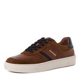 Marco Tozzi Herren Sneaker, Gr. 44cognac, Glattleder, Veloursleder, kontrastfarbene Details, Schuhe, Freizeitschuh, Halbschuh, Schn&uuml;rschuh mit