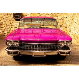 Fototapete papermoon "Rosa oldtimer", bunt, B:3,5m L:2,6m, Vlies, Tapeten