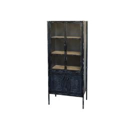 Chic Antique Vitrinenschrank mit Glast&uuml;ren im Industrial Look 60 x 38,5 x 140 cm, antique schwarz skandinavische Deko Online Shop