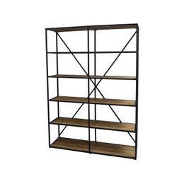 Chic Antique Doppelregal mit 5 Holzf&auml;chern H200/L145/B41 cm, antik schwarz skandinavische Deko Online Shop
