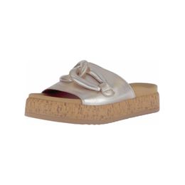 Pantolette Gabor "Gabor Pantoletten Leder", Damen, Gr. 38, puder, Leder, Schuhe Pantolette