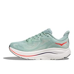 Hoka One One Herren Laufschuh "CLIFTON 10", Gr. 46,5sage, neon flame, Synthetik, Textil, Schuhe, mit atmungsaktivem Mesh-Obermaterial