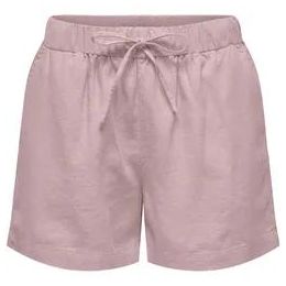 Shorts Only "ONLGOA MW LIN BL PULL-UP SHORTS CC PNT", Damen, Gr. L, N-Gr, burnished lila, Web, Obermaterial: 70% Viskose, 30% Leinen, unifarben, regular fit kurz, Hosen Shorts, mit Leinen