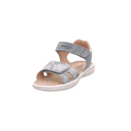 Sandale Superfit "SPARKLE WMS: mittel", M&auml;dchen, Gr. 34, hellblau, Leder, Veloursleder, metallic, Schuhe Sandale, Klett-Sandalette mit Leomuster, Gr&ouml;&szlig;enschablone zum Download