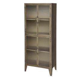 Chic Antique Vitrinenschrank mit 4 Glast&uuml;ren H149.5/L60/B33 cm, antique messing skandinavische Deko Online Shop