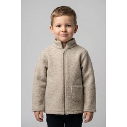 Fleecejacke MaxiMo, M&auml;dchen, Gr. 86/92, beige (d&uuml;ne), Fleece, Obermaterial: 100% Wolle. Futter: 95% Baumwolle, 5% Elasthan, unifarben, h&uuml;ftbedeckend, Jacken Fleecejacke, aus Wolle, w&auml;rmend, atmungsaktiv, hoher Kragen, gef&uuml;ttert