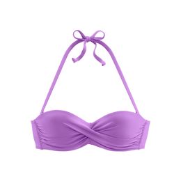 s.Oliver Damen Bandeau-Bikini-Top "Spain", lila, Gr. 36, unifarben, Microfaser, Microfaser, Bikini-Oberteile, in unifarben mit Wickeloptik