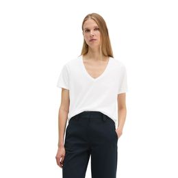 Marc O'Polo T-Shirt MARC O'POLO "aus Organic Cotton", Damen, Gr. S, wei&szlig;, Obermaterial: 100% Baumwolle, unifarben, Basic, regular fit, V-Ausschnitt, Shirts T-Shirt