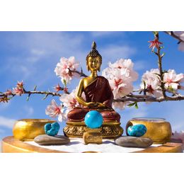 Fototapete papermoon "Buddah Figur", bunt, B:3,5m L:2,6m, Vlies, Tapeten
