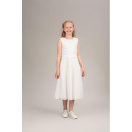 Partykleid DANAMADE "DANAMADE Dresses DZUZANA", M&auml;dchen, Gr. 134, EURO, wei&szlig; (ivory), Oberteil: 95% Polyester, 5% Elasthan. Rock: 100% Polyester. Futter: 100%Polyester, Kleider Partykleid