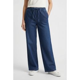 Weite Jeans MAC "WIDE EASY", Damen, Gr. 34, L&auml;nge 30, schwarz cobalt blau used, Denim/Jeans, Obermaterial: 68% Baumwolle, 28% Polyester, 4% Elasthan, unifarben, weit kn&ouml;chellang, Jeans, mit elastischem Bund