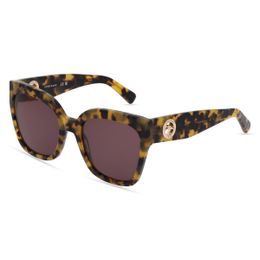Longchamp LO717S | Unisex-Sonnenbrille | Fassung: Vollrand, Butterfly, Kunststoff, Havanna Gelb | Glasfarbe: Braun