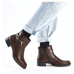Rieker Damen Stiefelette, Gr. 39, lila, Lederimitat, unifarben, Schuhe, Business-Stiefelette, Boots, mit Innenrei&szlig;verschluss, schmale Form