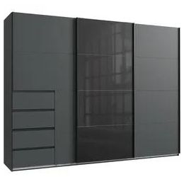 Schwebet&uuml;renschrank wimex "Bali in den Breiten 180cm, 225cm & 270cm, Schrank mit Glaselement", grafit, glas schwarz, griffe schwarz, B:270cm H:208cm T:64cm, Holzwerkstoff, Schr&auml;nke, Schwebet&uuml;renschrank, Kleiderschrank erh&auml;ltlich in den Farben; grafit und saharagrau