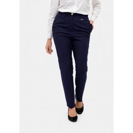 GOLDNER Damen Stoffhose "Kurzgr&ouml;&szlig;e B&uuml;gelfaltenhose mit Teildehnbund", blau, Gr. 19, Obermaterial: 63% Polyester PES. 34% Viskose CV. 3% Elasthan EL.,