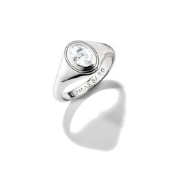 Thomas Sabo Damen Fingerring "Bold Elegance Ring mit ovalem Zirkoniastein", 58, Silber 925 (recycelt), 8mmsilberfarben, kristallwei&szlig;, Silber 925