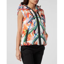 Plein Sport Damen Longweste "Flowers"0121, wei&szlig;, multicolorot, Gr. XS, Obermaterial: 100% Polyester. Futter: 100% Polyester. F&uuml;llung: 100% Polyester,