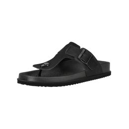 Zehentrenner Geox "Geox Pantoletten Veloursleder", Herren, Gr. 42, schwarz, Veloursleder, Schuhe Zehentrenner