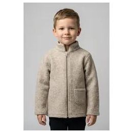 Fleecejacke MaxiMo, M&auml;dchen, Gr. 110/116, beige (d&uuml;ne), Fleece, Obermaterial: 100% Wolle. Futter: 95% Baumwolle, 5% Elasthan, unifarben, h&uuml;ftbedeckend, Jacken Fleecejacke, aus Wolle, w&auml;rmend, atmungsaktiv, hoher Kragen, gef&uuml;ttert